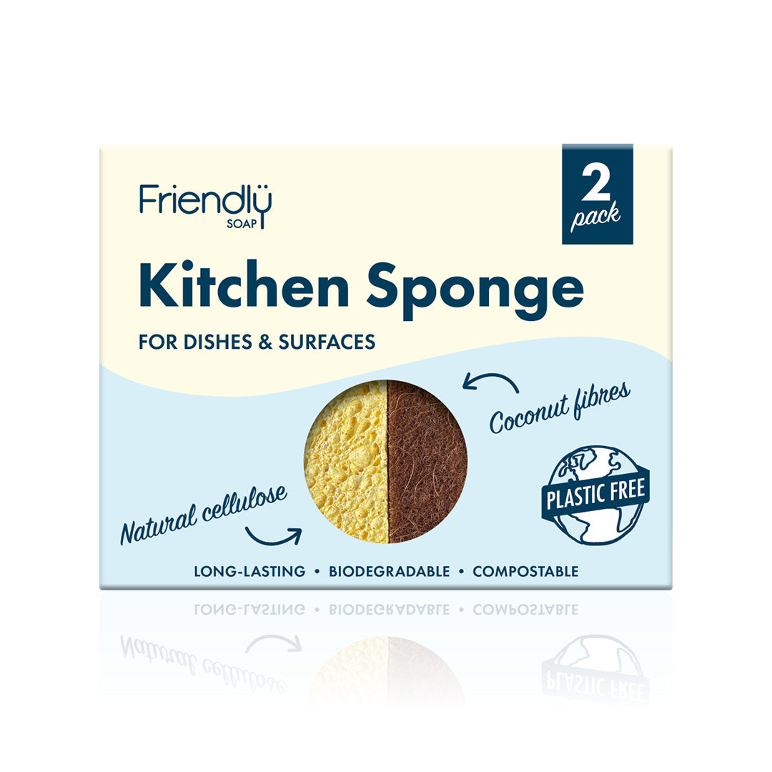 Compostable Kitchen Sponge (2 pack) by Friendly Soap